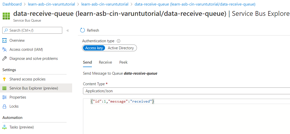 Receiving Azure Service Bus Messages Using Queues